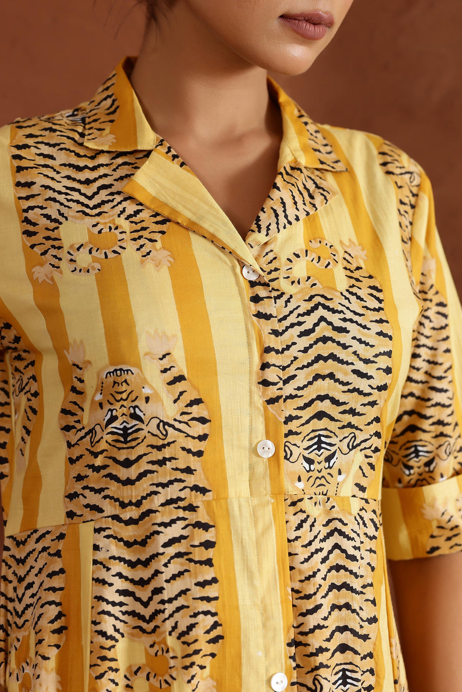 Yellow Tiger Cotton Dress – Label Flavia