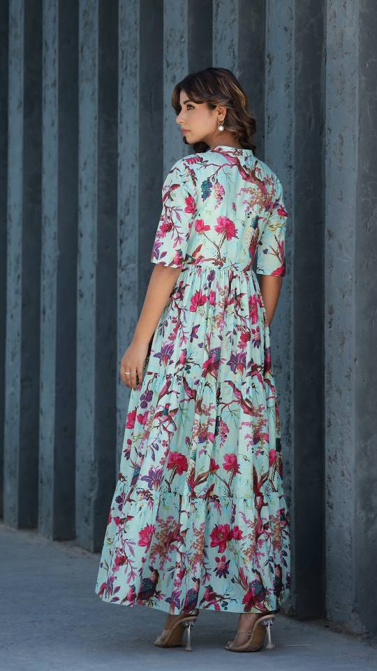 Floral Print Maxi Dress with Botanical Patterns - Elegant & Comfortable – Label Flavia